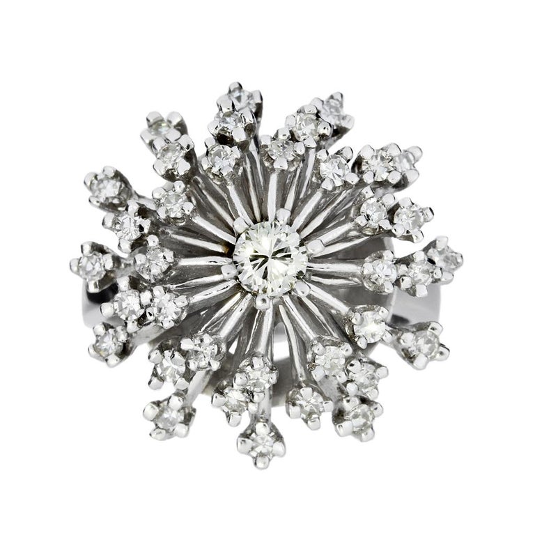 1.15 Carat Total Weight Diamond "Make a Wish" 14K Cluster Ring For Sale ...