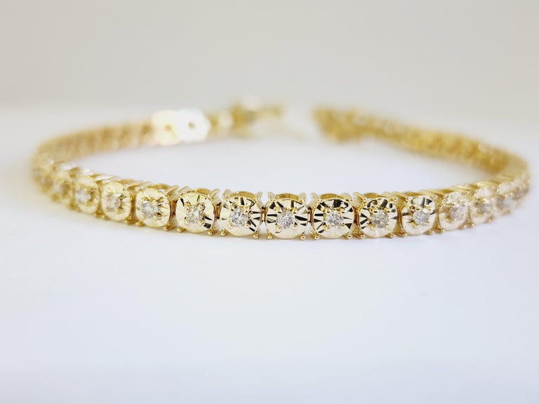 1.15 Carats Diamond Cut Miracle Illusion Tennis Bracelet 14 Karat ...