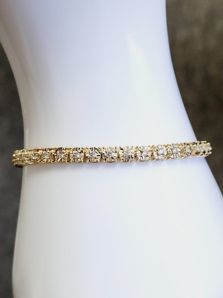 1.15 Carats Diamond Cut Miracle Illusion Tennis Bracelet 14 Karat ...