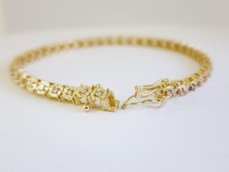 1.15 Carats Diamond Cut Miracle Illusion Tennis Bracelet 14 Karat ...