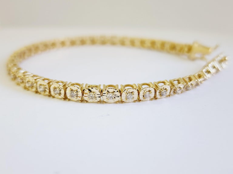 1.15 Carats Diamond Cut Miracle Illusion Tennis Bracelet 14 Karat ...