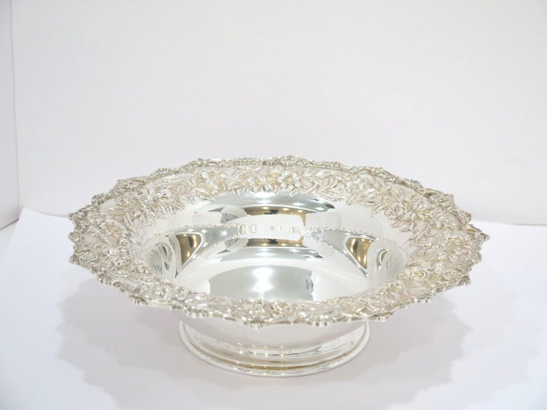 Sterling Silver S. Kirk and Son Antique Floral Repousse Footed Serving ...