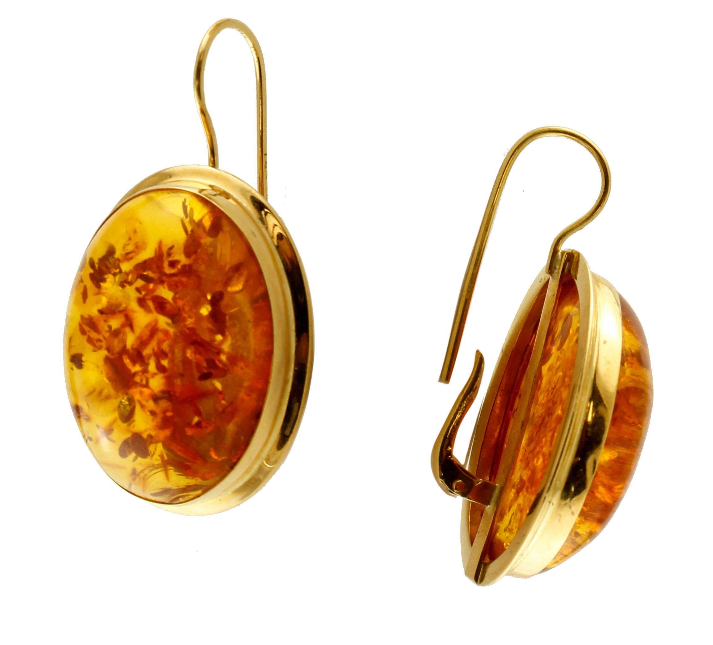 11.50 G Amber, 18 Karat Yellow Gold Dangle Earrings at 1stDibs