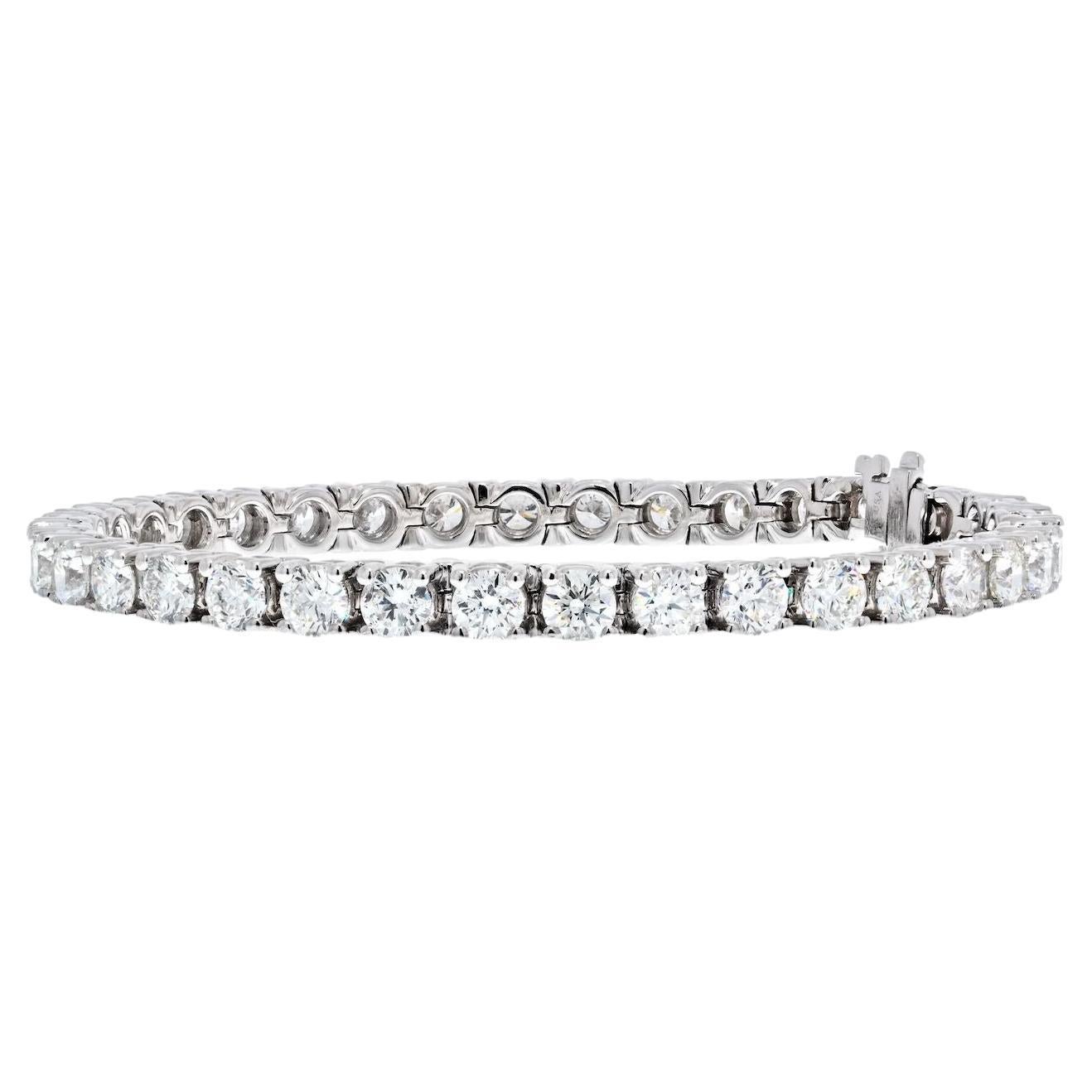 2 01 Carat Round Cut Diamond Tennis Bracelet In 14k White Gold For Sale
