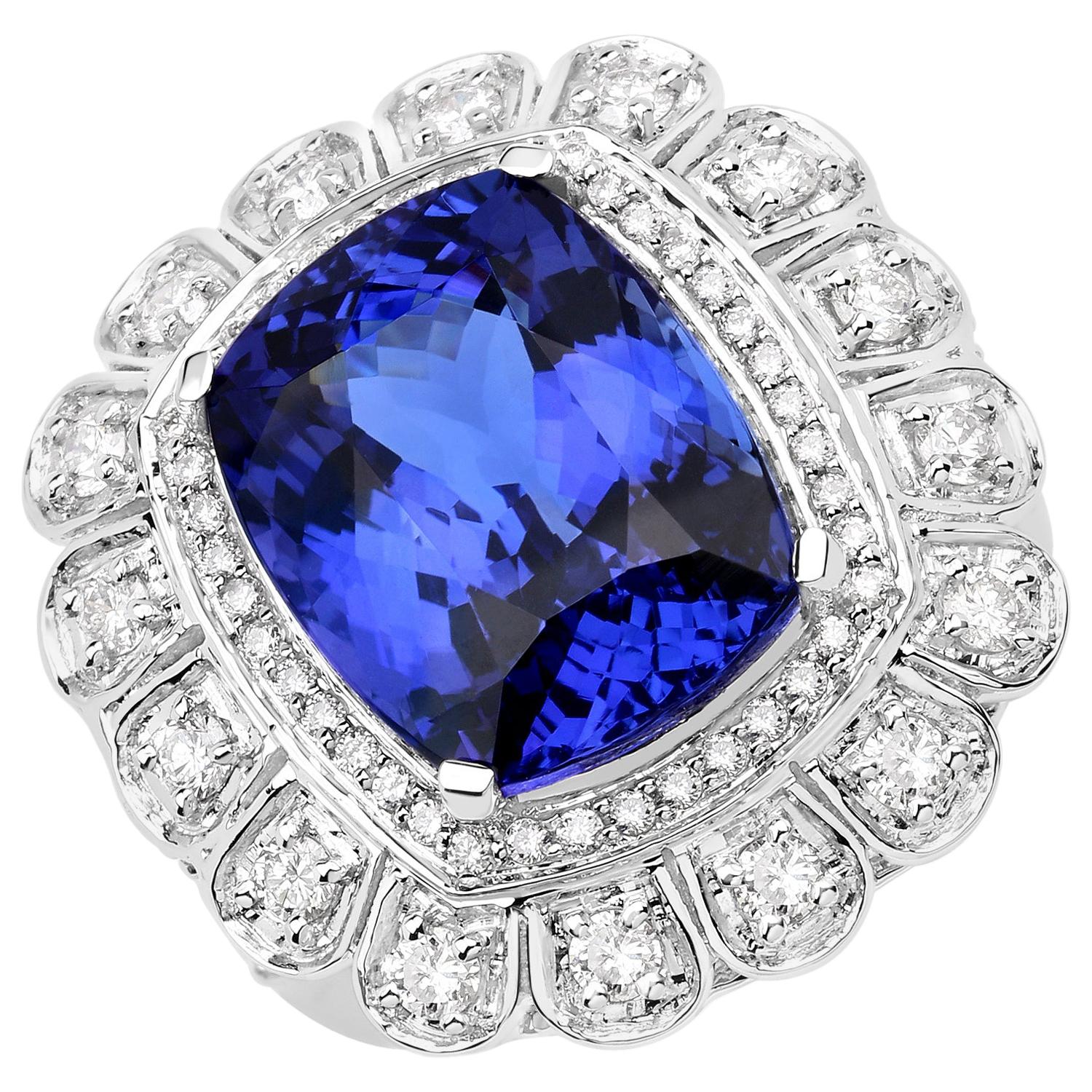 4.11 Carat Natural Tanzanite 18 Karat White Gold Diamond Ring For Sale ...