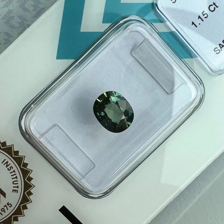 1.15ct Fine Deep Green Blue Teal Untreated Sapphire Oval Cut IGI ...