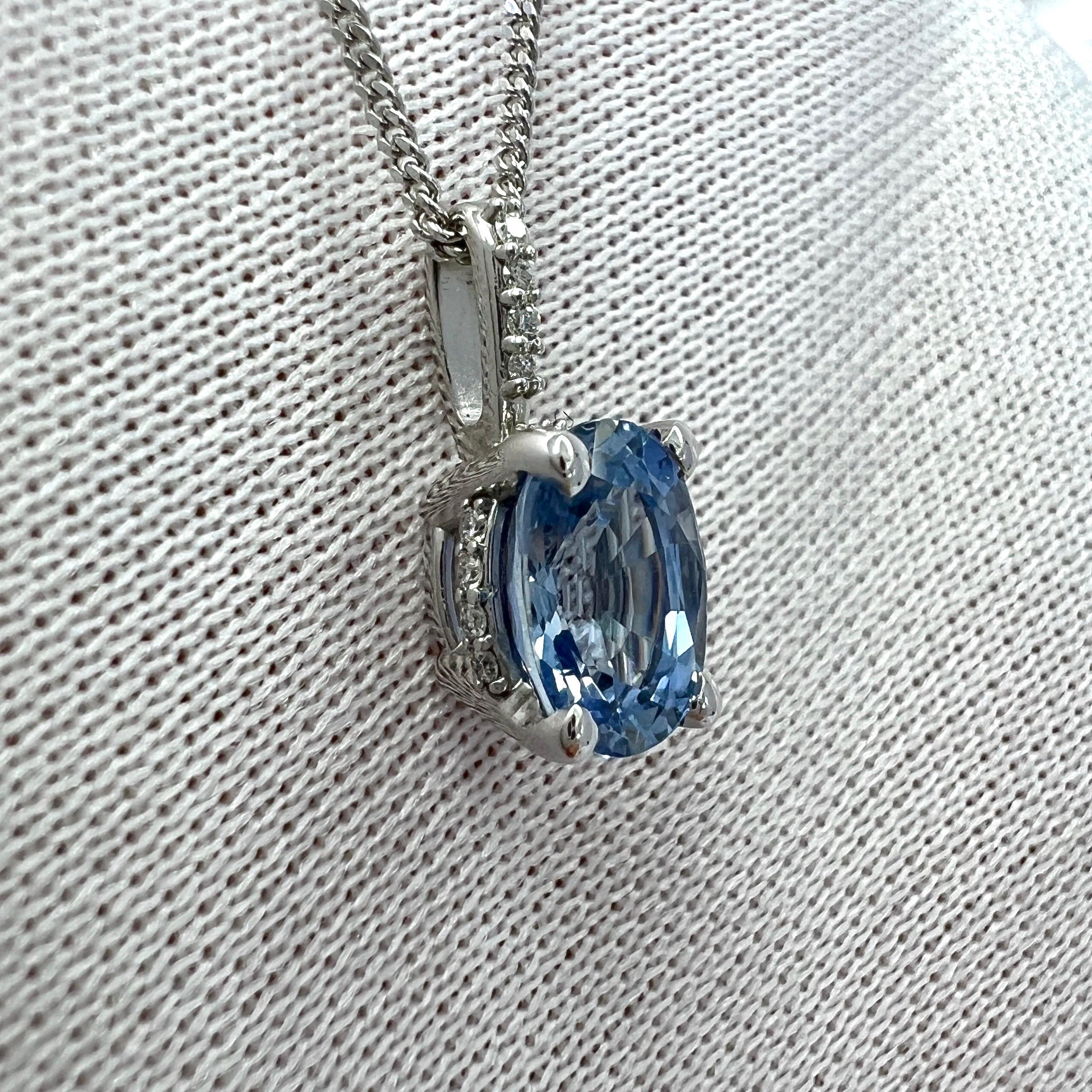 1.15ct Light Blue Ceylon Sapphire and Diamond 18k White Gold Hidden ...