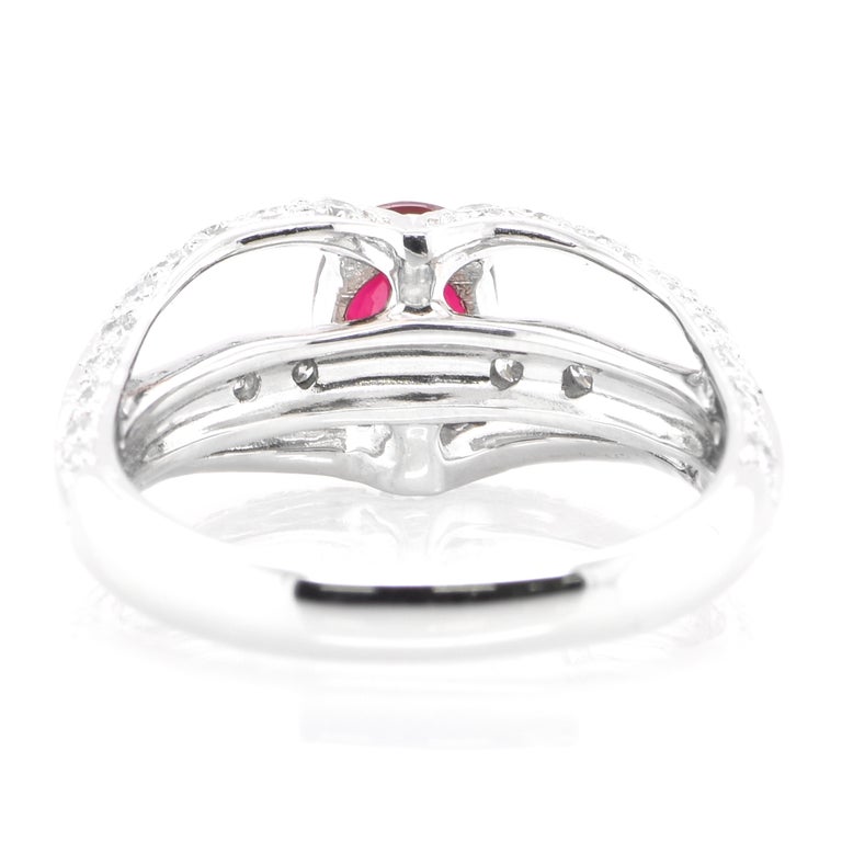 1.16 Carat Natural Blood Red Ruby and Diamond Ring Set in Platinum For ...