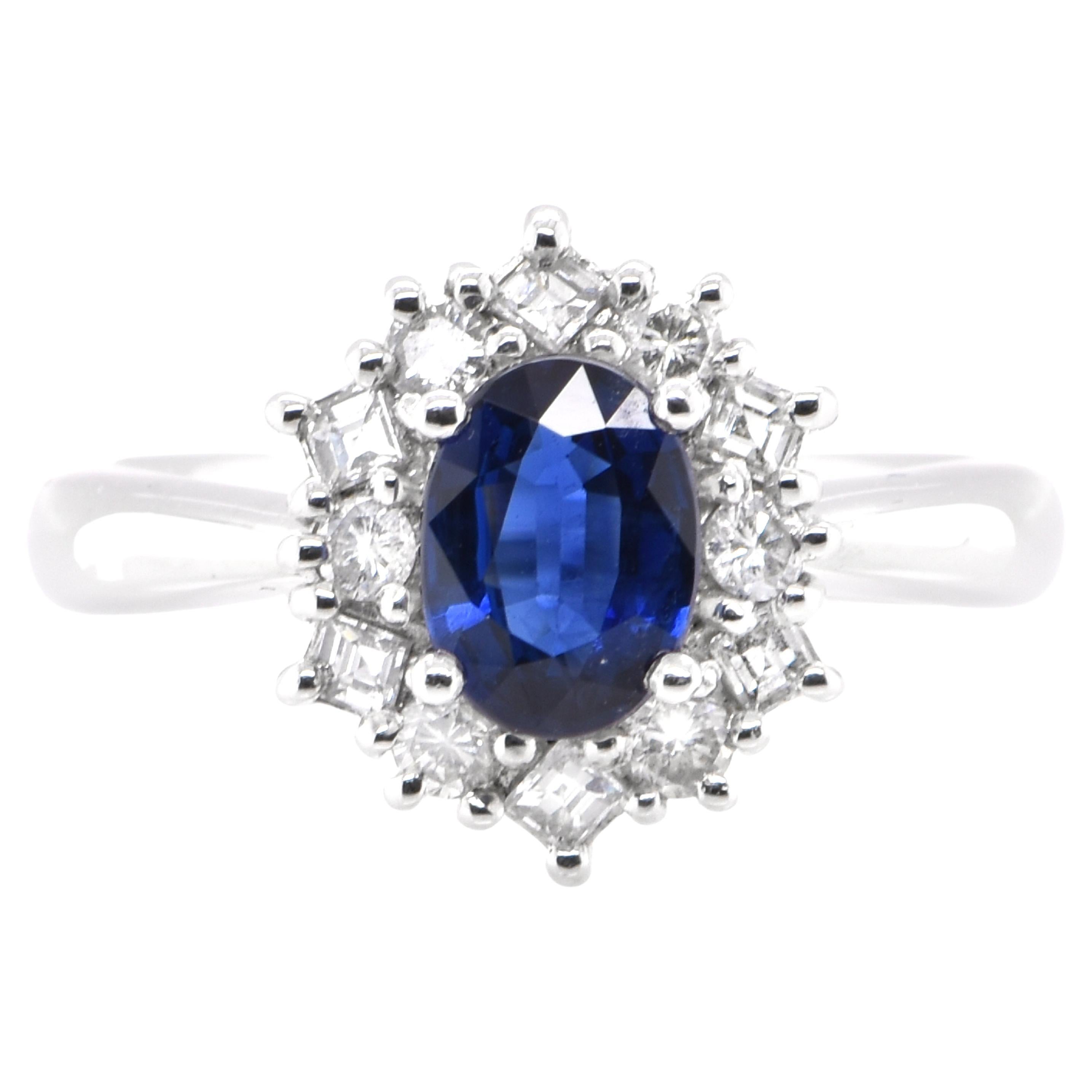 2.89 Carat Natural Midnight Blue Sapphire and Diamond Ring Set in ...