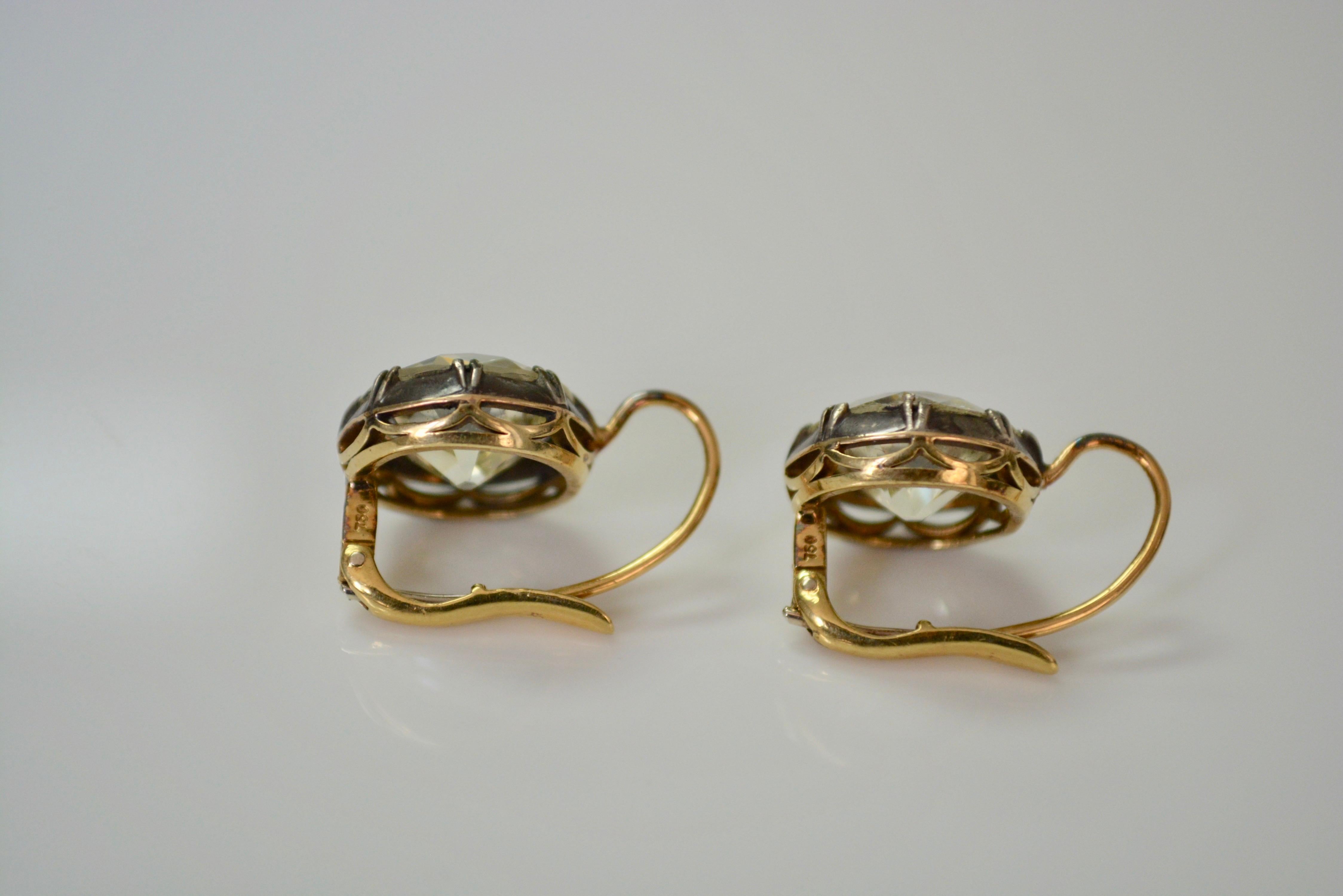 11.67 Carat Old European Cut Diamond Antique Style Dangle Earrings In ...