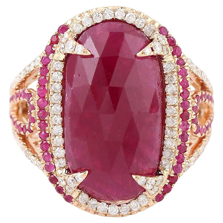 Customizable 11.67 Carat Ruby Diamond Cocktail Ring For Sale at 1stDibs