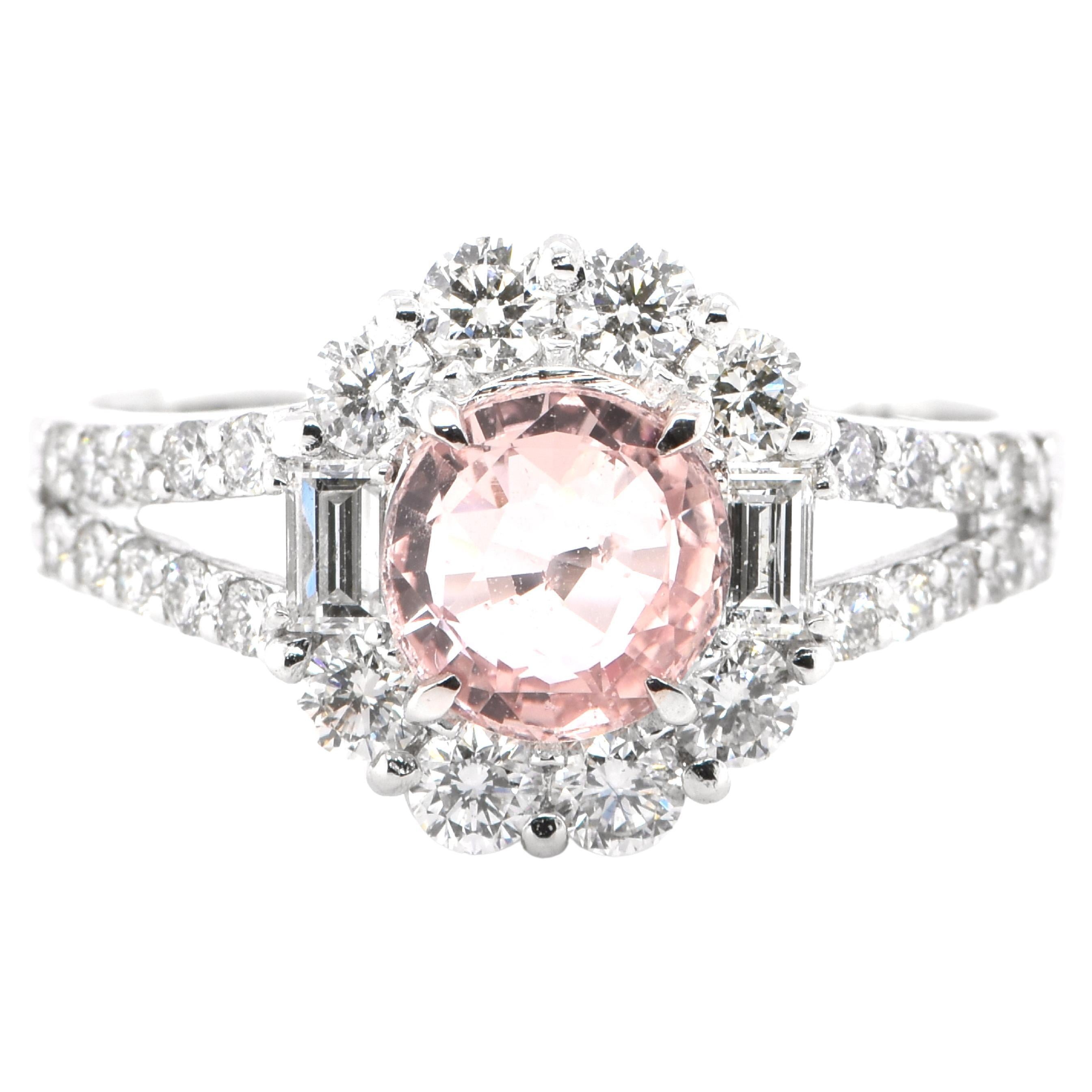 TAMIR Rare Natural Padparadscha Sapphire and Diamond Ring. at 1stDibs ...