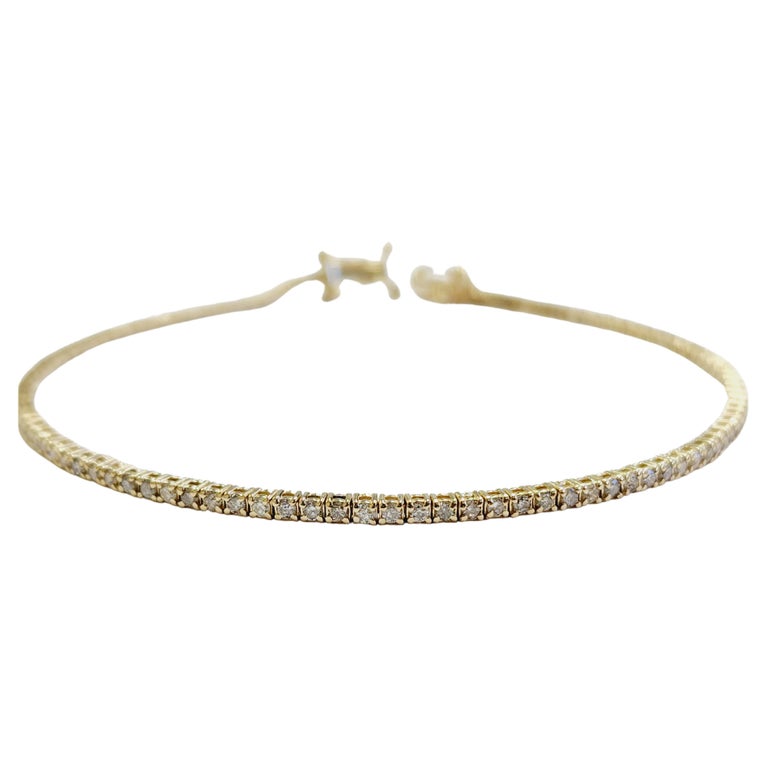 1.17 Carat Round Brilliant Cut Diamond Tennis Bracelet 14 Karat Yellow Gold For Sale at 1stDibs