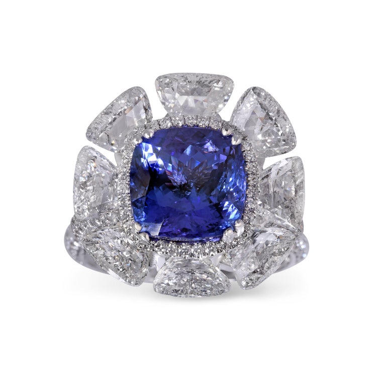 Rarever 18K White Gold 5.29ct Tanzanite Tawiz Diamond Cocktail ...