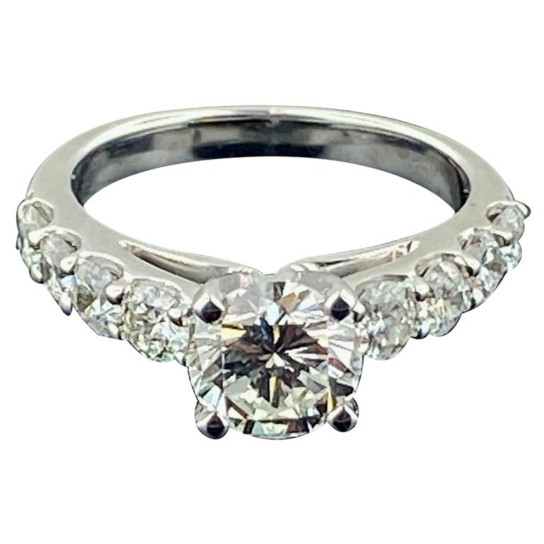 1.18 Carat Round Cut Center Diamond Engagement Ring in 14 Karat White ...