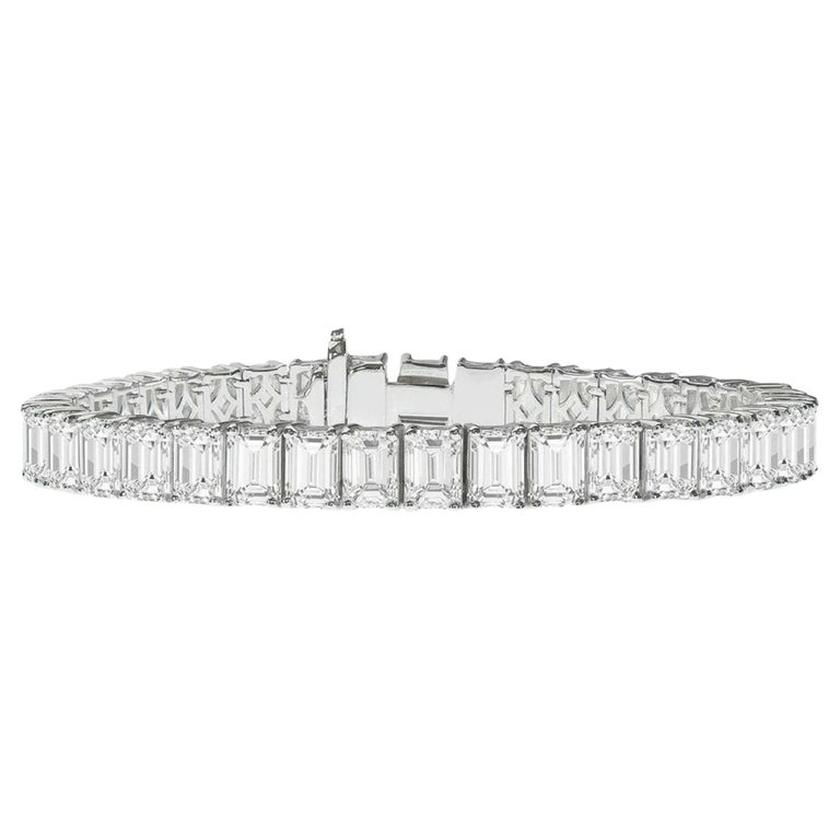 11.82 Carat Emerald Cut Diamond Emerald Cut Diamonds Tennis Bracelet ...