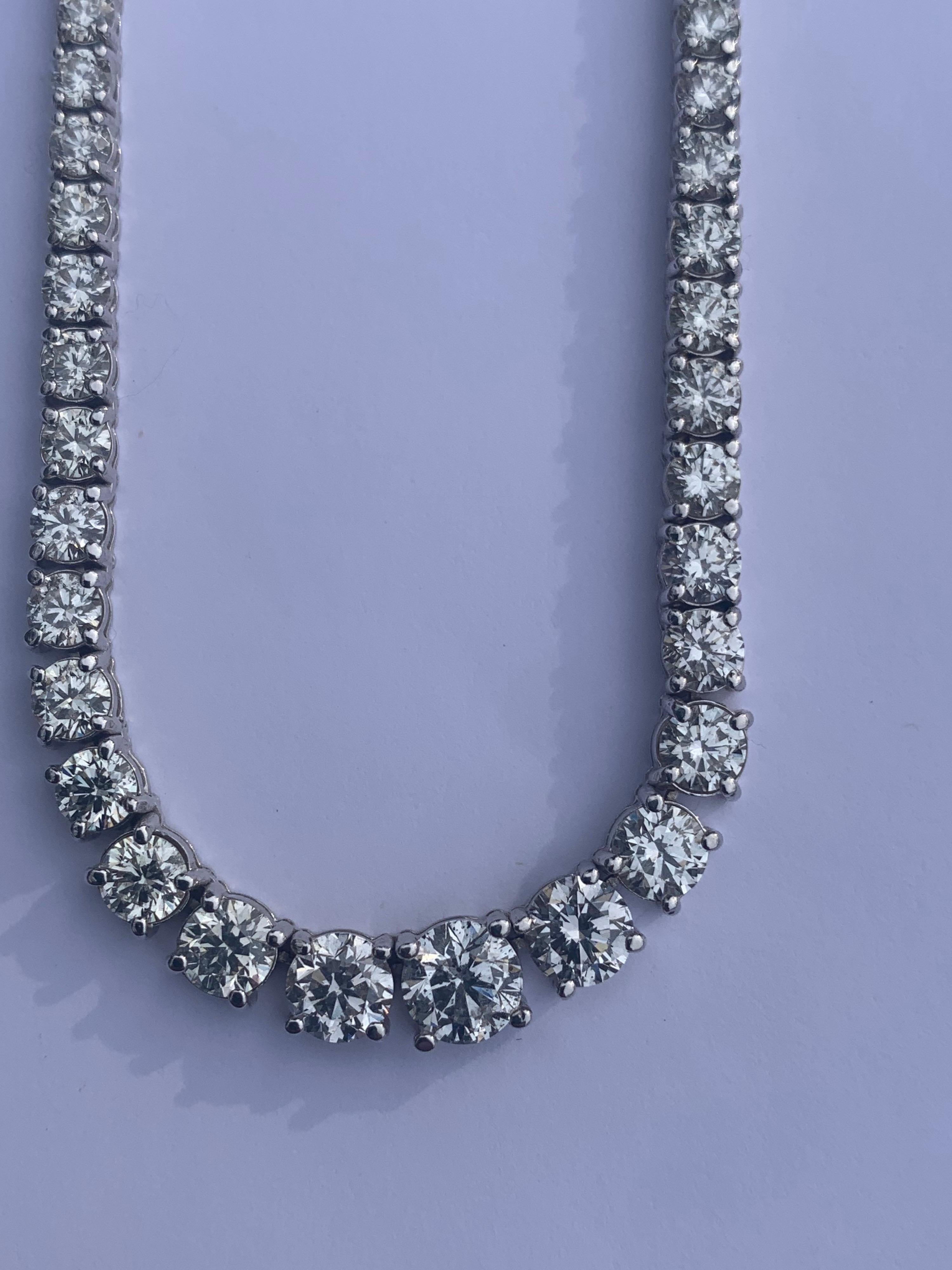 11.89 Carat Round Graduated Diamond Rivera Necklace at 1stDibs