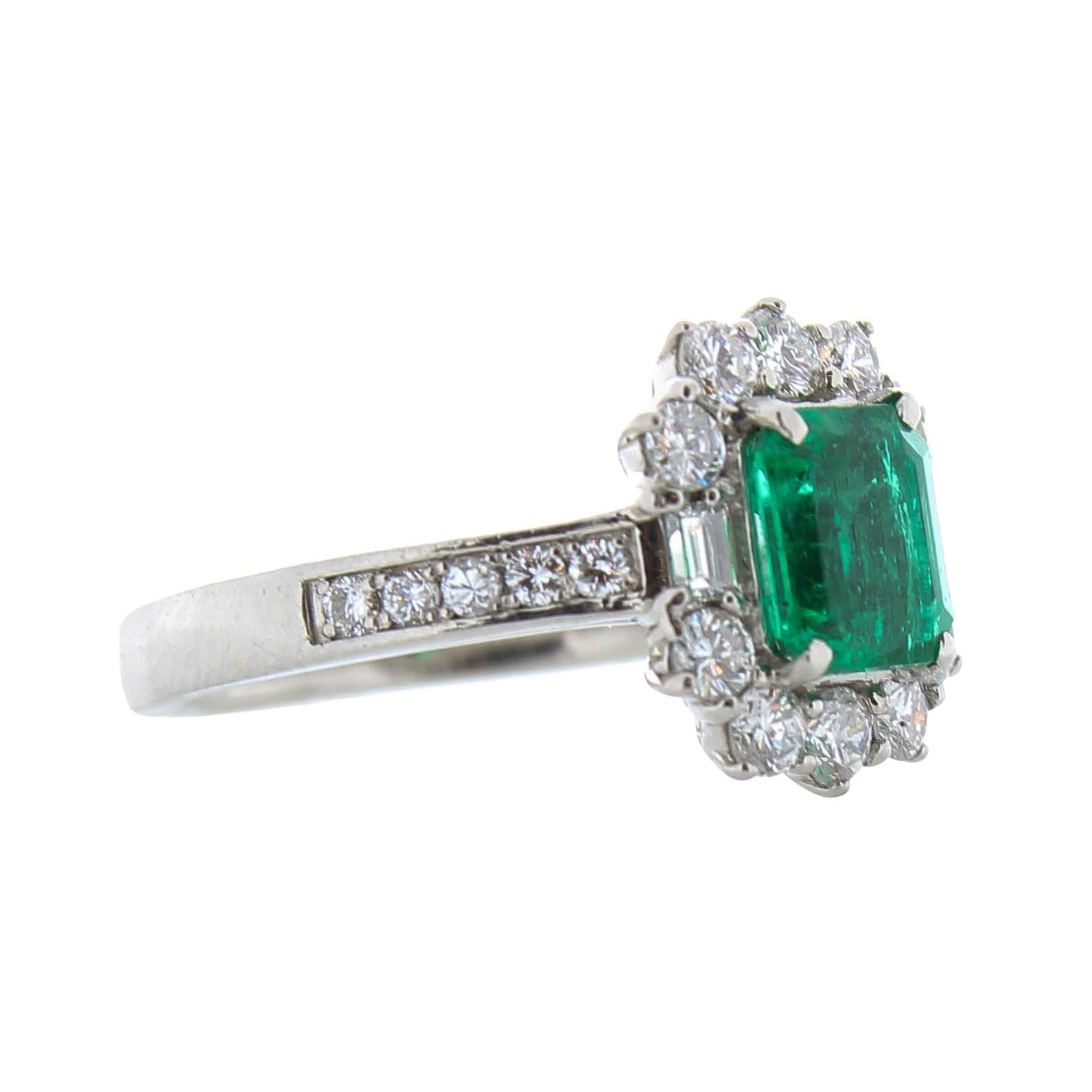 Contemporary Step Cut Emerald Diamond Ring 9.68 Carat For Sale at 1stDibs