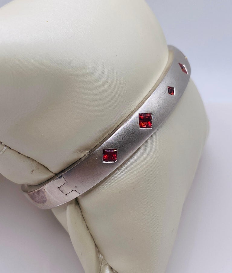 1.19 Carat Princess Cut Multi-Colored Sapphire Sterling Silver Bangle ...