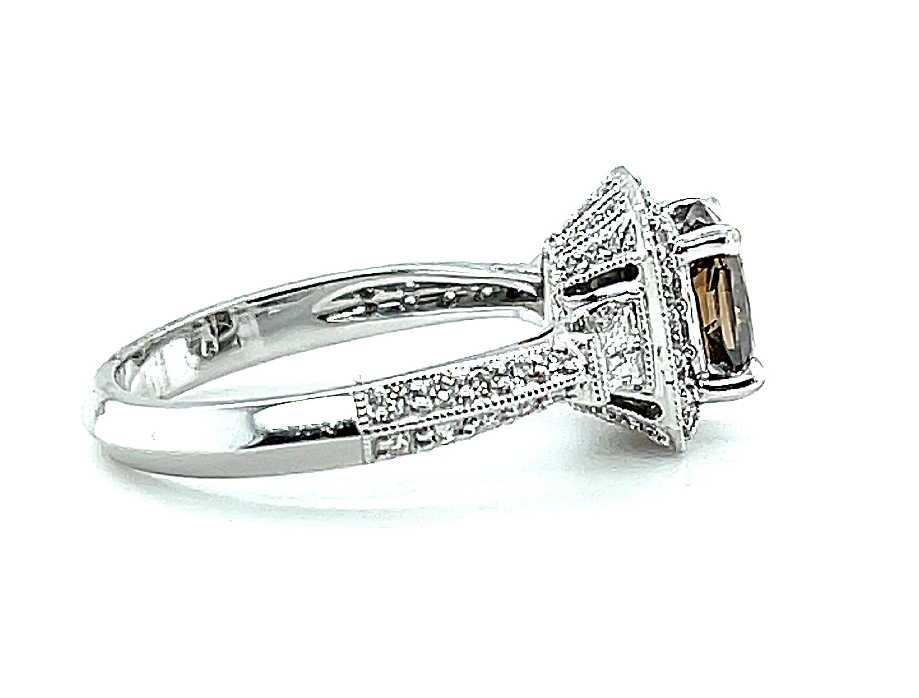 Radiant Coffee Diamond Engagement Ring in 18k White Gold, 1.19 Carats ...