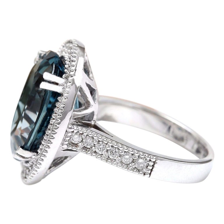 11.91 Carat Natural Topaz 18 Karat Solid White Gold Diamond Ring For ...