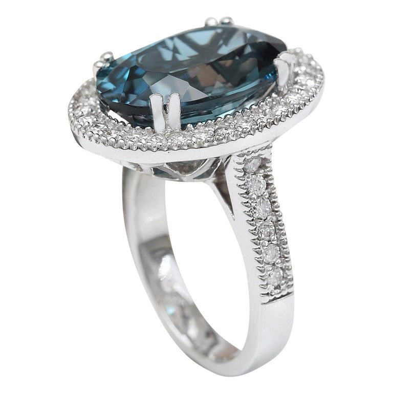11.91 Carat Natural Topaz 18 Karat Solid White Gold Diamond Ring For ...