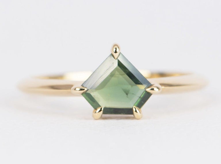 1.1ct Shield Shape Madagascar Sapphire Solitaire Engagement Ring 14k ...