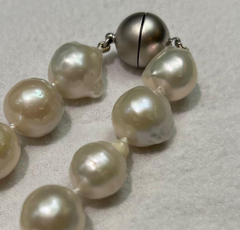 New South Sea Baroque Pearl with Silver Magnetic Clasp For Sale at 1stDibs