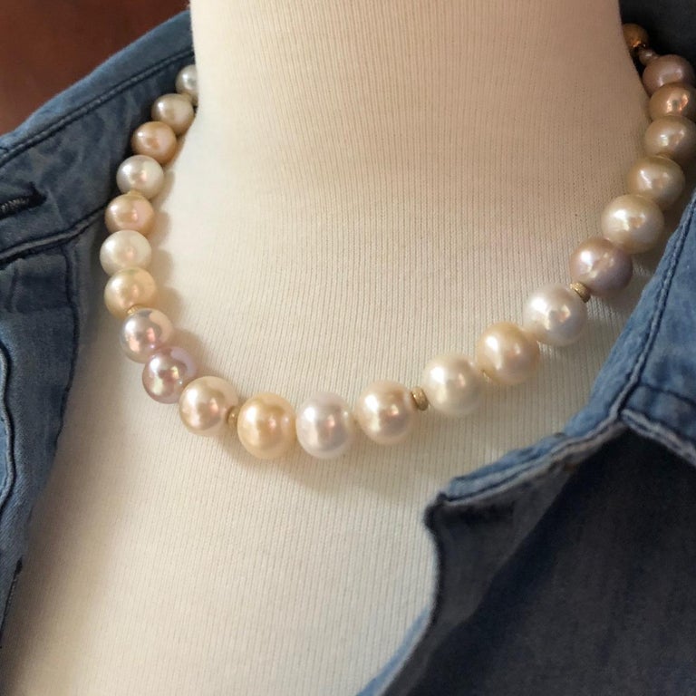 Freshwater Pearl Strand Necklace Yellow Gold Accents For Sale At 1stdibs
