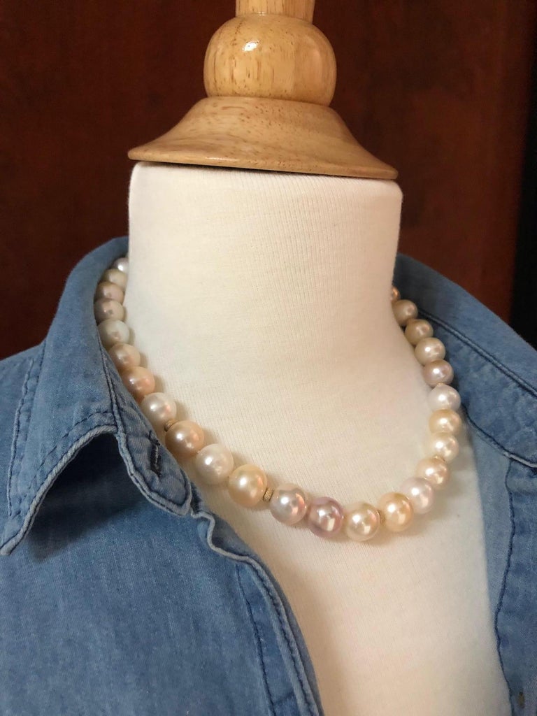 Freshwater Pearl Strand Necklace Yellow Gold Accents For Sale At 1stdibs