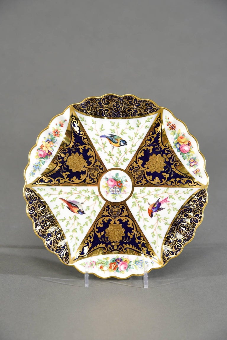 12 Aesthetic Movement Spode Copeland Hand-Painted Dessert Plates Cobalt ...