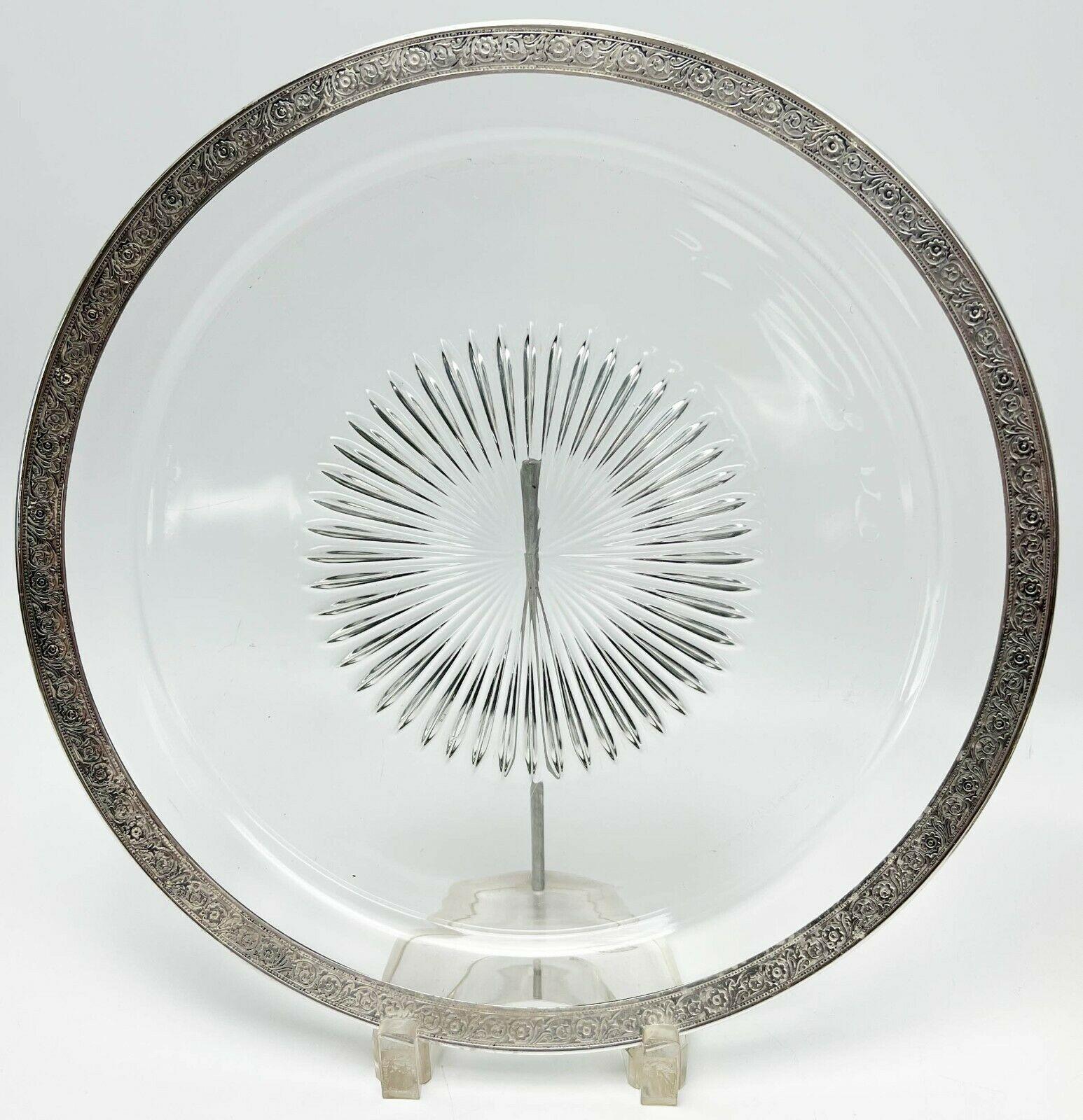 12 American Sterling Silver Overlay Glass Dessert Plates + 1 Large ...