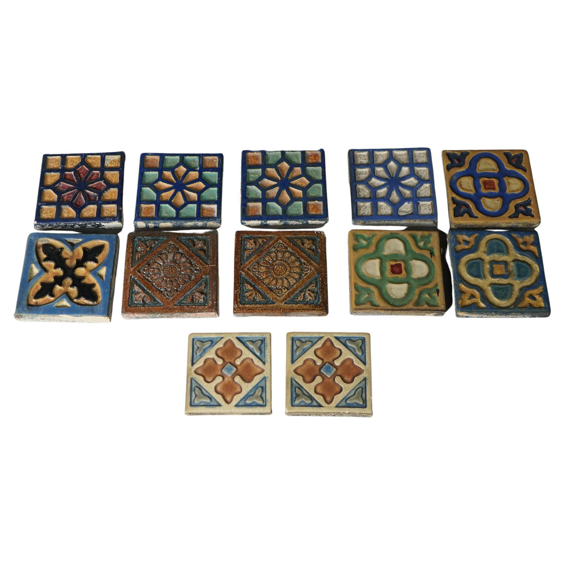 12 Antique Arts and Crafts Art Pottery Wheatley and Flint Faience Wall ...