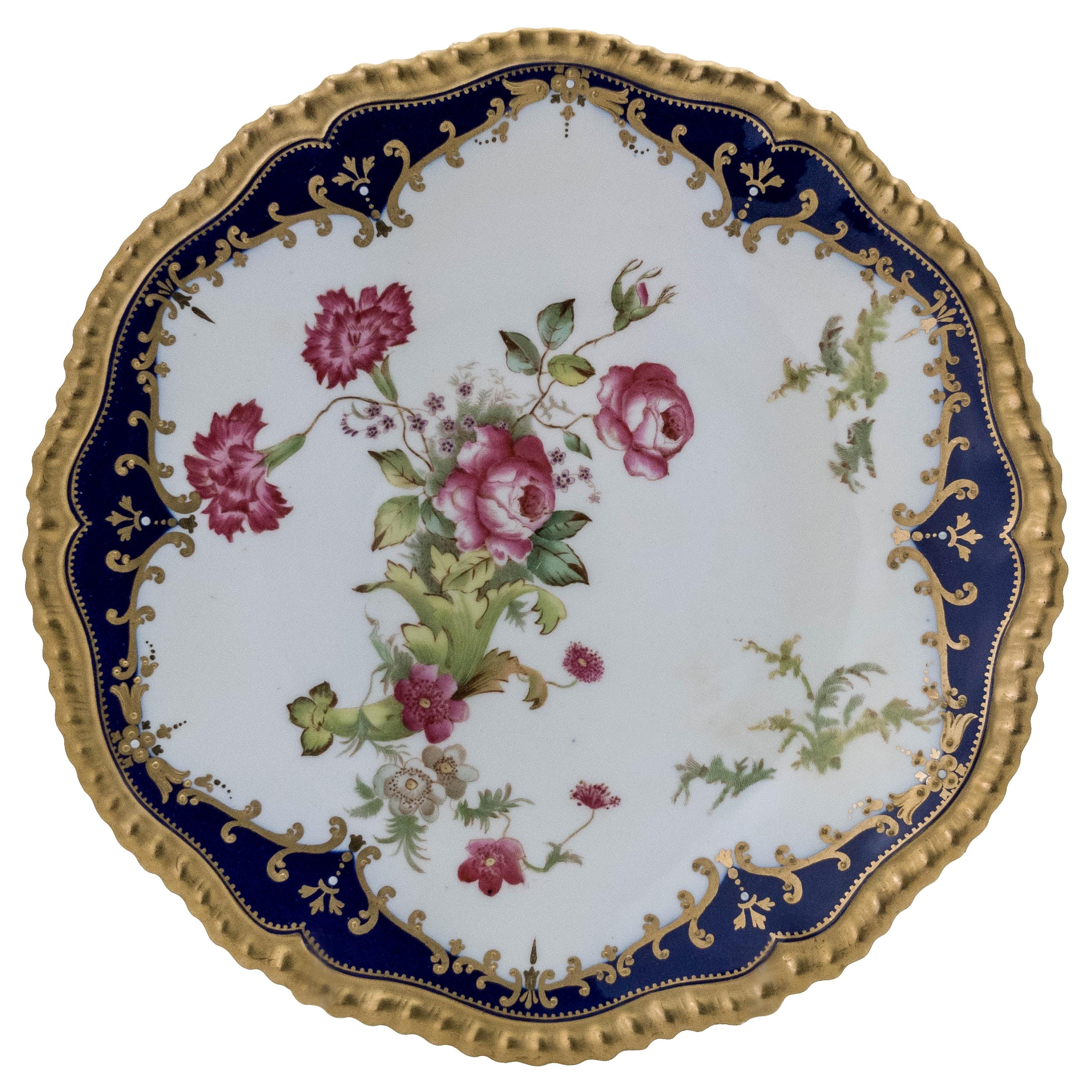 12 Antique English Cobalt Blue Dessert or Cabinet Plates, Great Shape ...