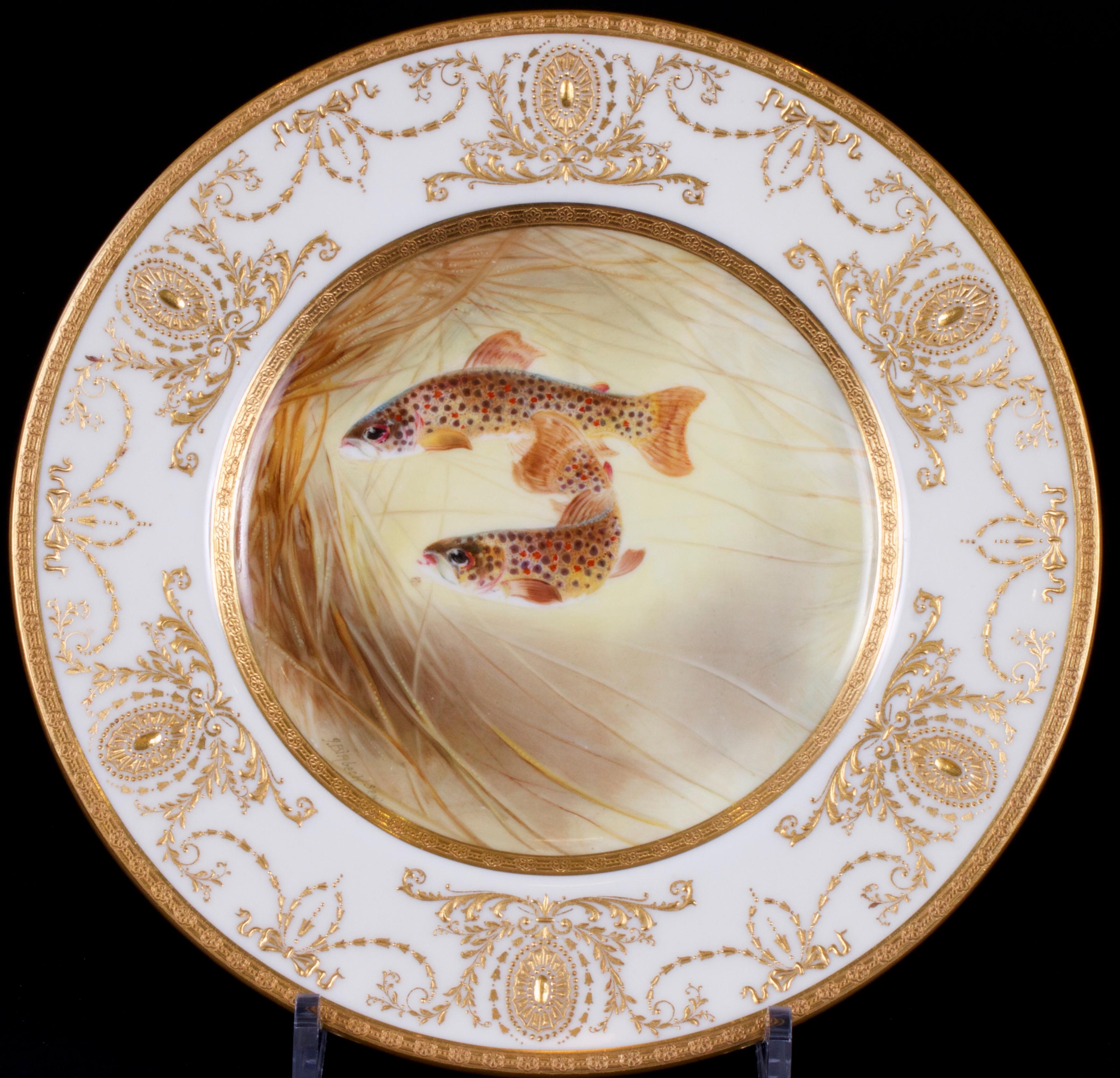 12 Antique Royal Doulton Hand Painted Fish Plates For Sale at 1stDibs ...