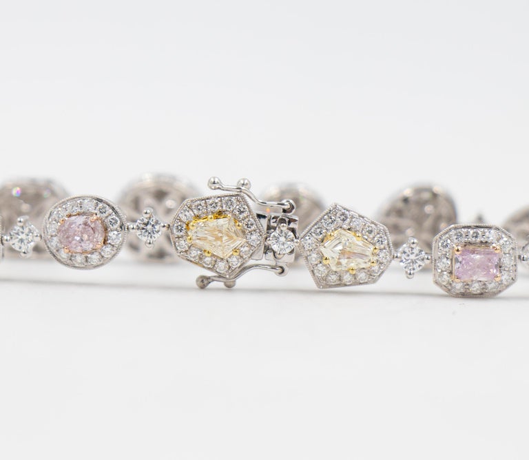 12 Carat Natural Fancy Colored Diamond Bracelet - 18k White Gold - GIA ...