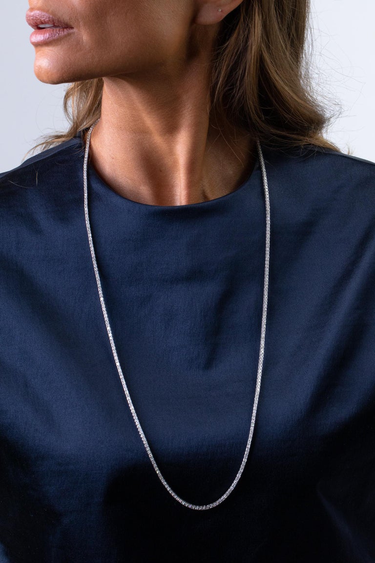 12 Carat Opera Length Diamond Line Necklace For Sale at 1stDibs