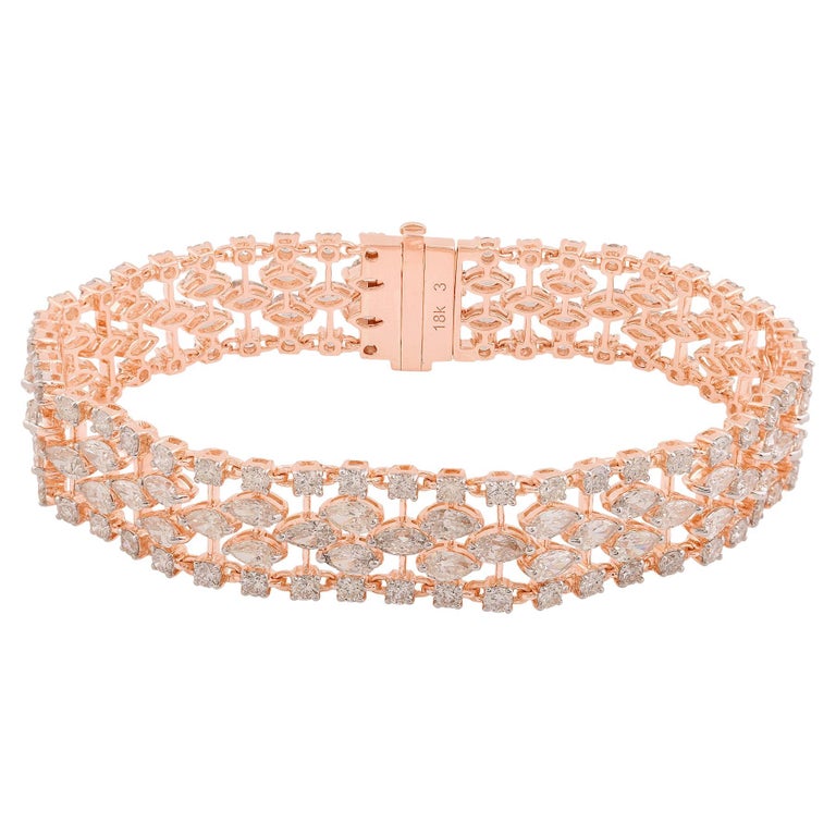 12 Carat SI Clarity HI Color Diamond Wedding Bracelet 18 Karat Rose ...