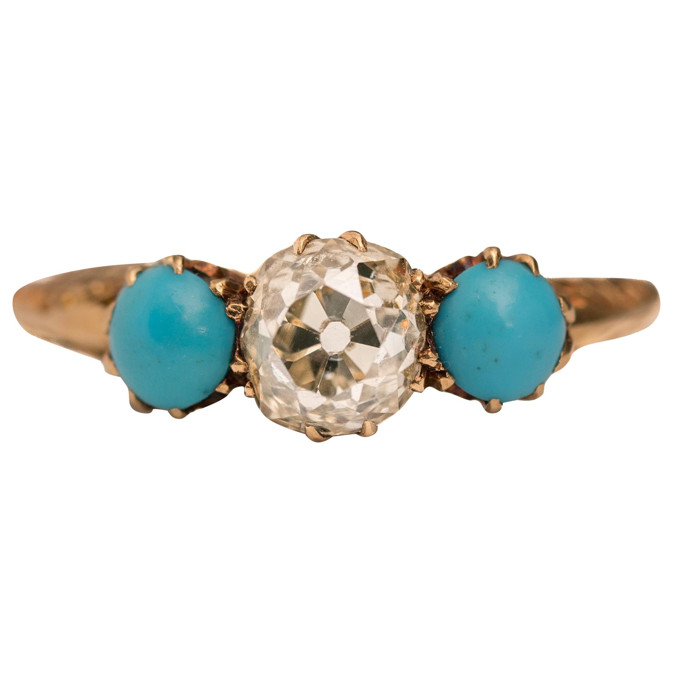 Antique 1880s Victorian Turquoise Pearl Gold Gypsy Ring at 1stDibs ...