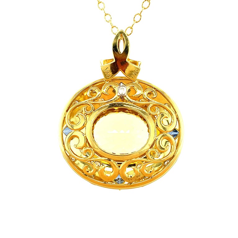 12 ct. Golden Chrysoberyl, Blue Sapphire, Diamond, Yellow, White Gold ...