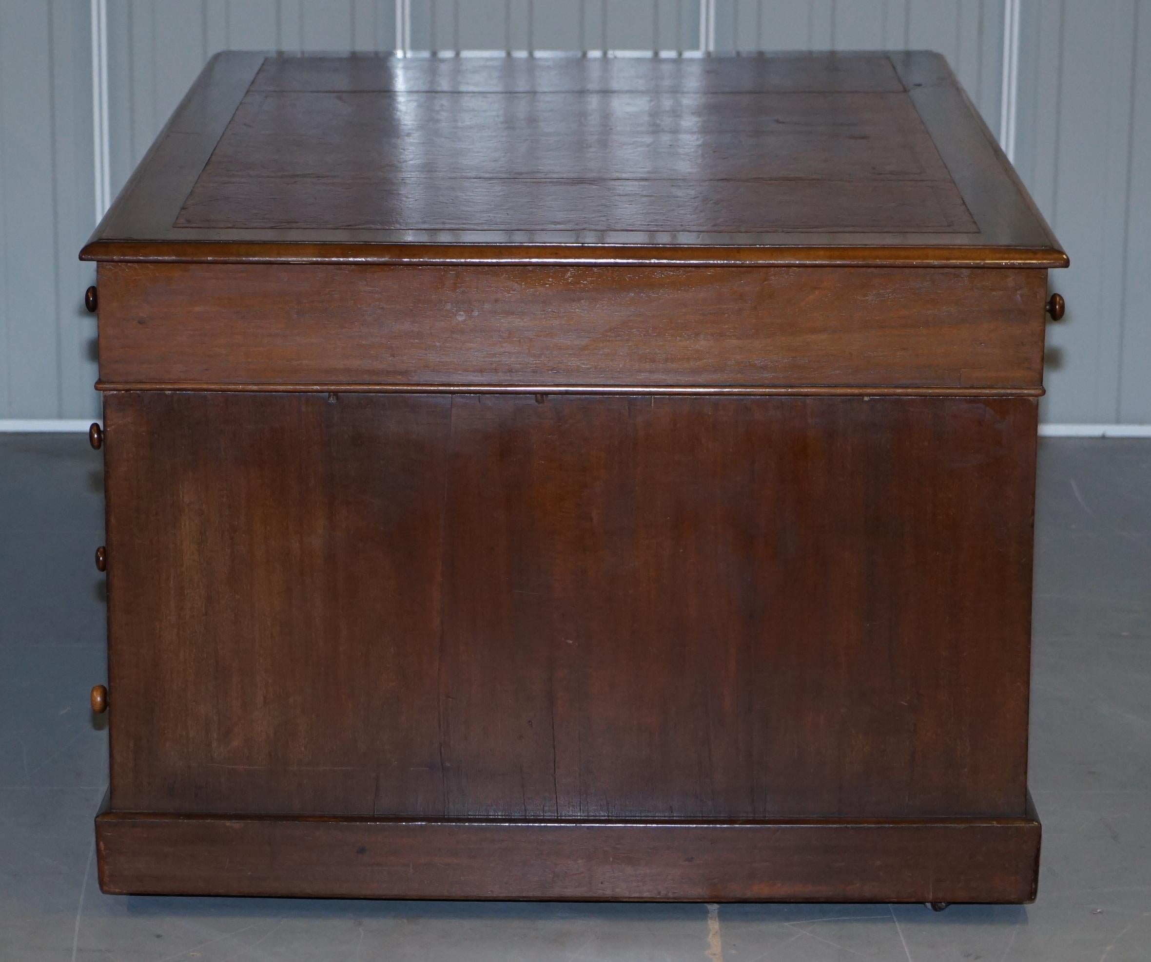 12 Drawers 2 Cupboard Victorian 1880 Double Sided Partner Desk Oxblood ...