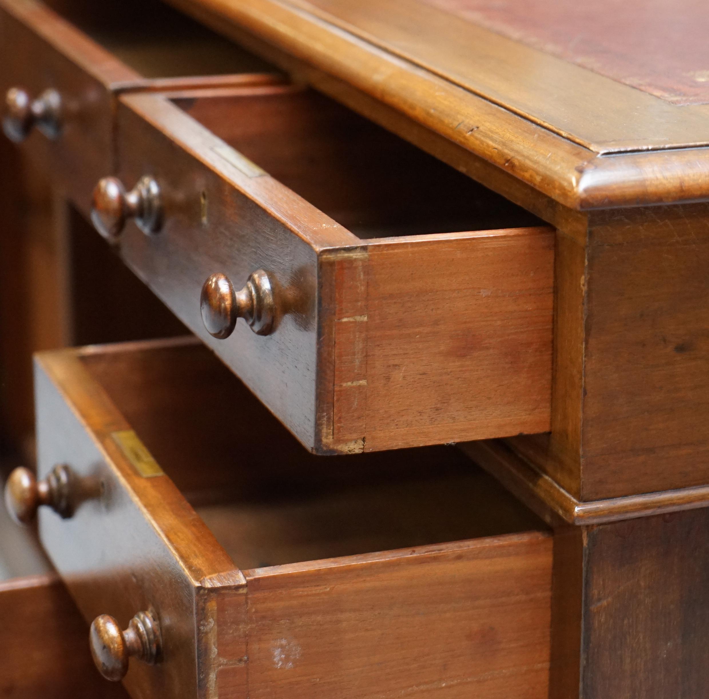 12 Drawers 2 Cupboard Victorian 1880 Double Sided Partner Desk Oxblood ...
