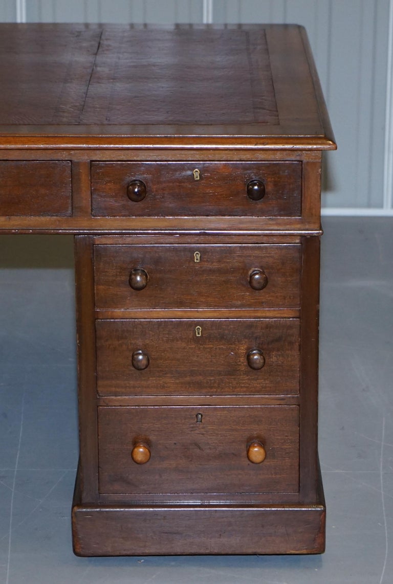 12 Drawers 2 Cupboard Victorian 1880 Double Sided Partner Desk Oxblood ...