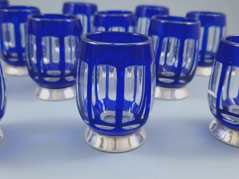 12 French Alcohol Glasses in Crystal and Sterling Silver For Sale at ...
