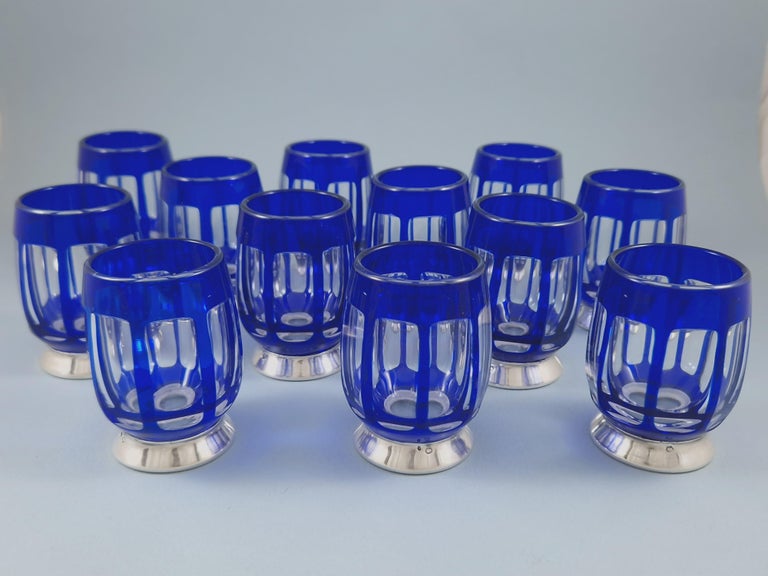 12 French Alcohol Glasses in Crystal and Sterling Silver For Sale at ...
