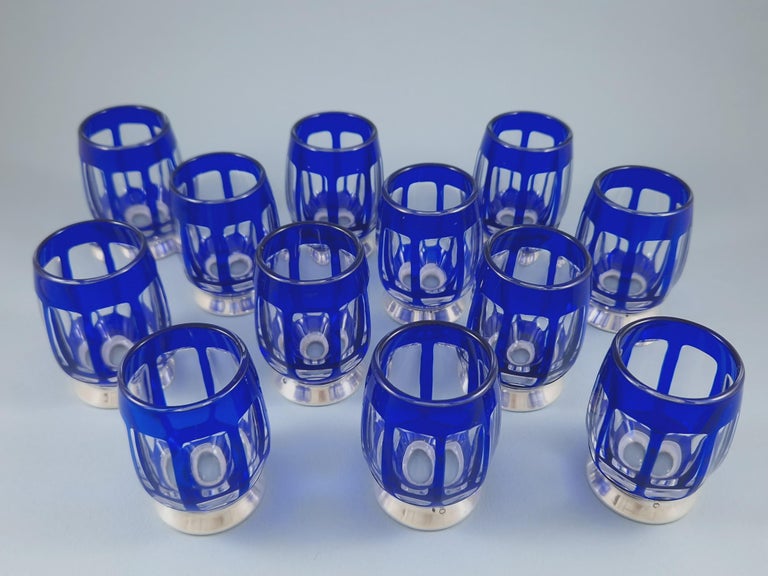 12 French Alcohol Glasses in Crystal and Sterling Silver For Sale at ...