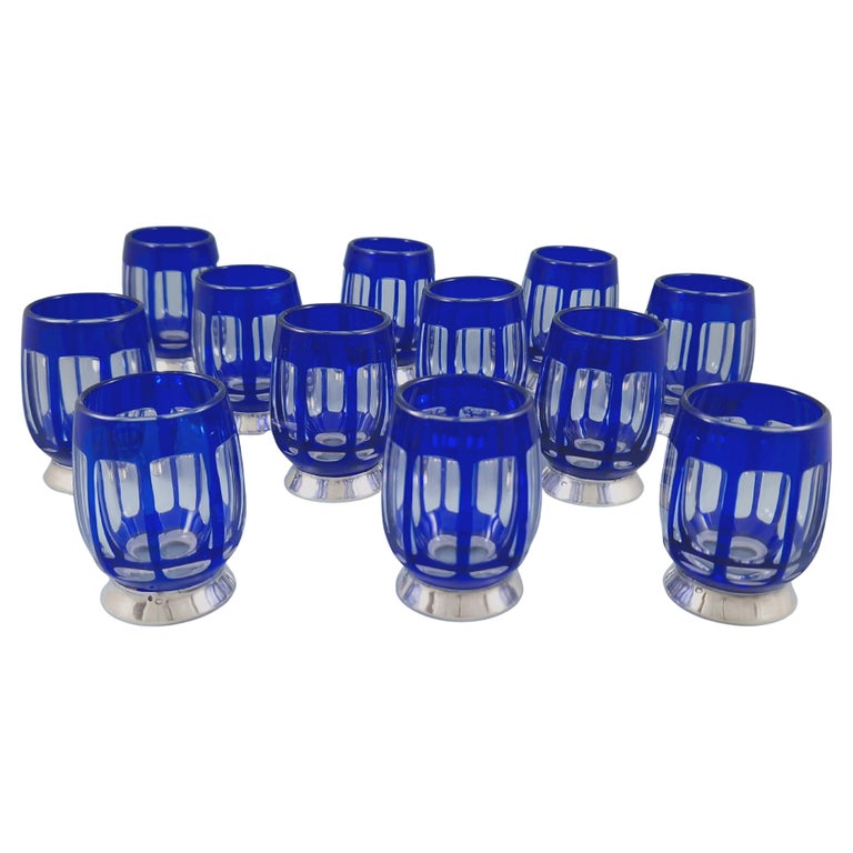 12 French Alcohol Glasses in Crystal and Sterling Silver For Sale at ...