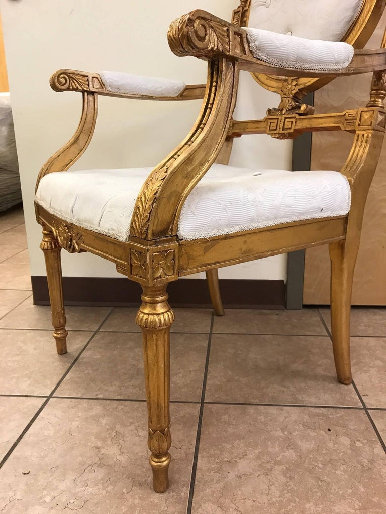 12 French Giltwood Neoclassical Style Dining Chairs at 1stDibs