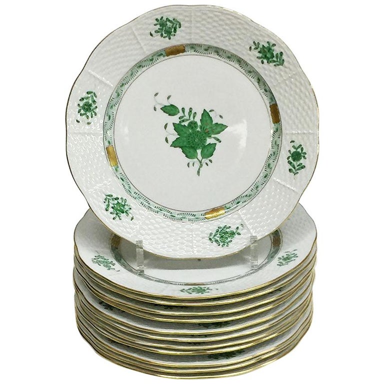 Herend "Chinese Bouquet Apponyi Green" Plates at 1stDibs