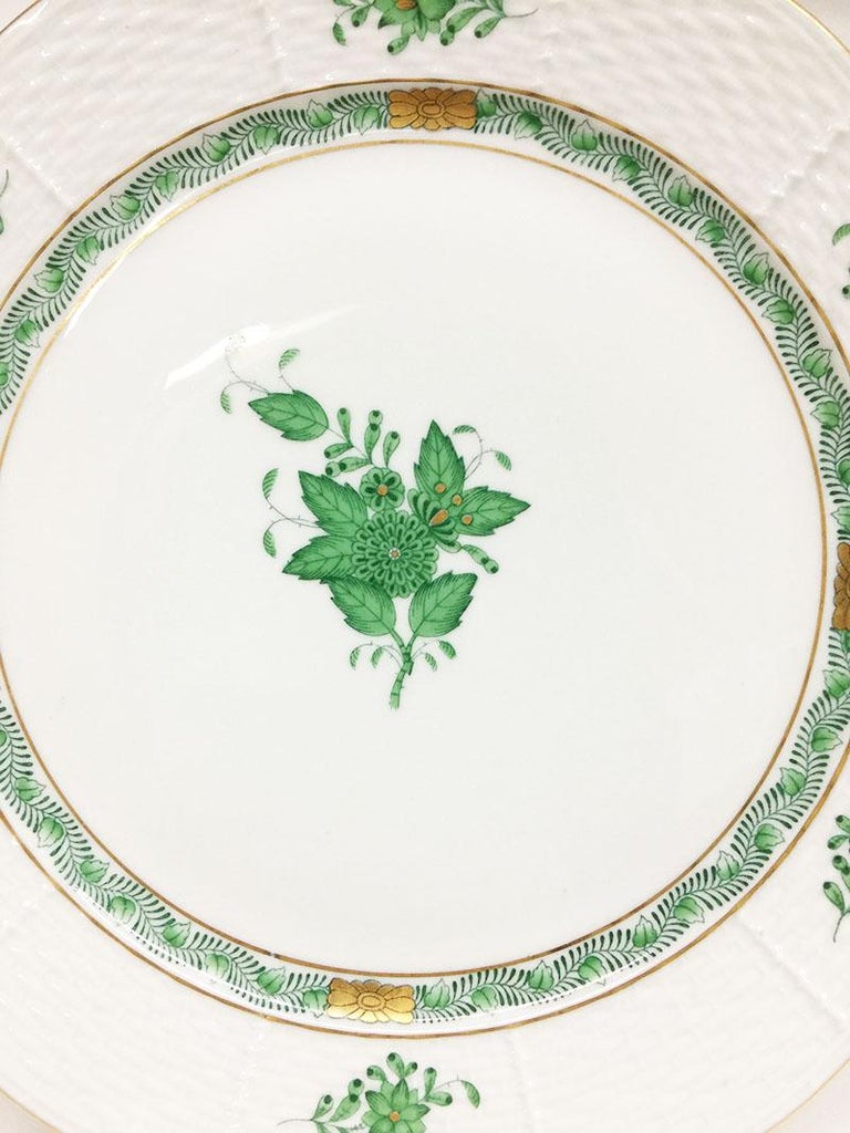 12 Herend "Chinese Bouquet Apponyi Green" Dinner Plates at 1stDibs